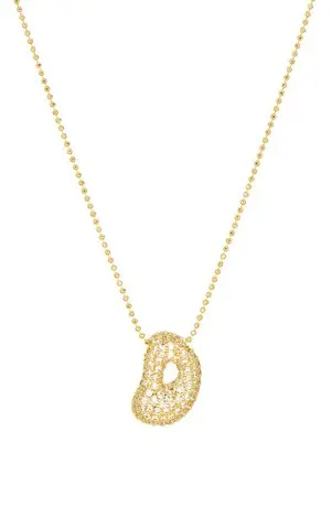 MARLYN SCHIFF Pavé Bubble Initial Pendant Necklace Gold D