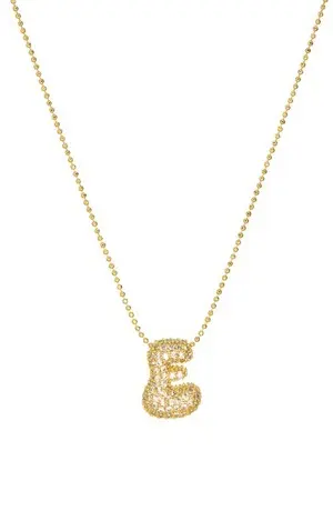 MARLYN SCHIFF Pavé Bubble Initial Pendant Necklace - Gold E