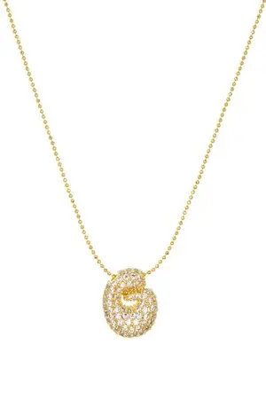 MARLYN SCHIFF Pavé Bubble Initial Pendant Necklace - Gold G