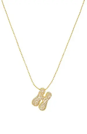 MARLYN SCHIFF Pavé Bubble Initial Pendant Necklace - Gold H