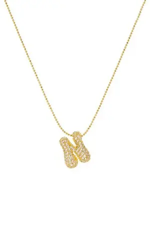 MARLYN SCHIFF Pavé Bubble Initial Pendant Necklace Gold N