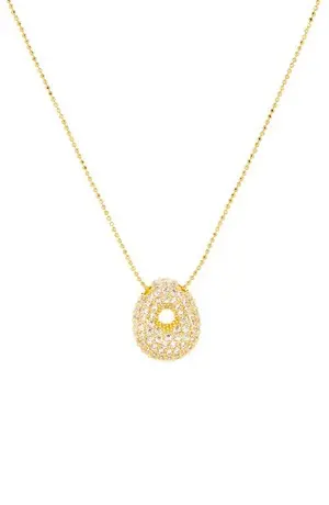 MARLYN SCHIFF Pavé Bubble Initial Pendant Necklace - Gold O