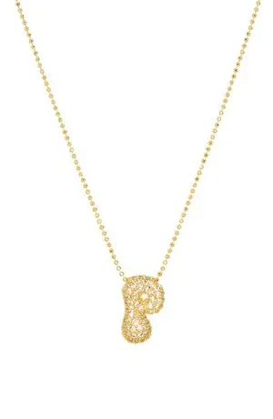 MARLYN SCHIFF Pavé Bubble Initial Pendant Necklace Gold P