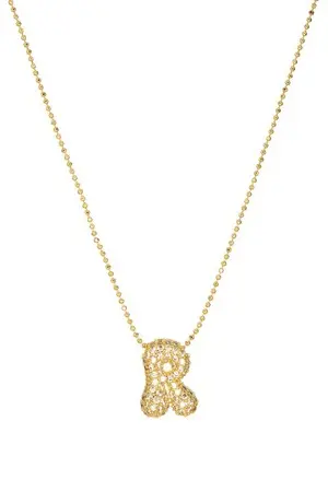 MARLYN SCHIFF Pavé Bubble Initial Pendant Necklace - Gold R