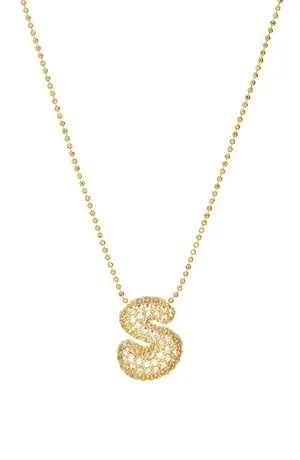 MARLYN SCHIFF Pavé Bubble Initial Pendant Necklace Gold S