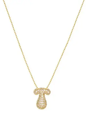 MARLYN SCHIFF Pavé Bubble Initial Pendant Necklace - Gold T