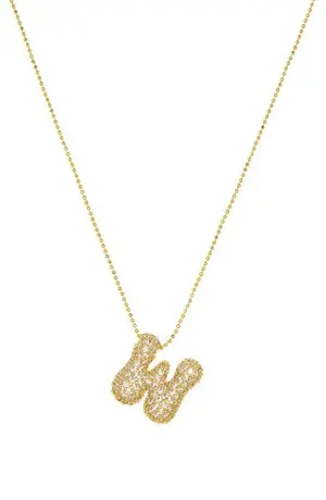 MARLYN SCHIFF Pavé Bubble Initial Pendant Necklace - Gold W