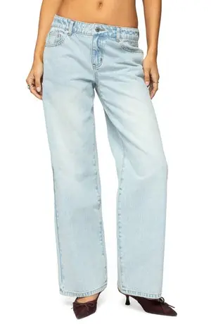 EDIKTED Ace Relaxed Low Rise Wide Leg Jeans - Blue