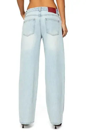 EDIKTED Ace Relaxed Low Rise Wide Leg Jeans - Blue