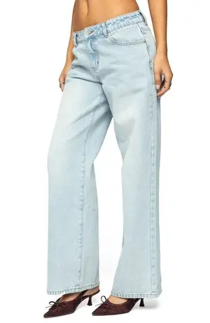 EDIKTED Ace Relaxed Low Rise Wide Leg Jeans - Blue