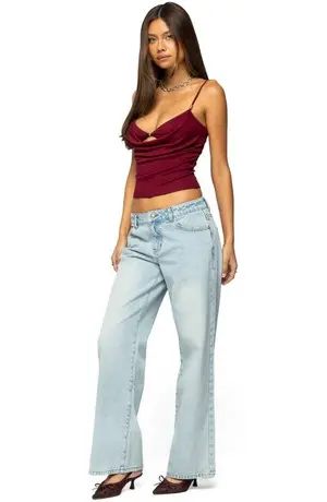 EDIKTED Ace Relaxed Low Rise Wide Leg Jeans - Blue
