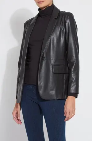 Lyssé Faux Leather Blazer - Black