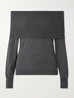 Stella McCartney Off-the-shoulder Virgin Wool Sweater - Gray