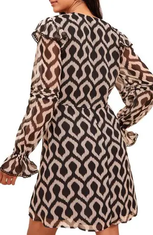 FRIENDS LIKE THESE Ruffle Long Sleeve Chiffon Mini Dress