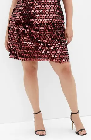 City Chic Disco Paillette Mini Skirt