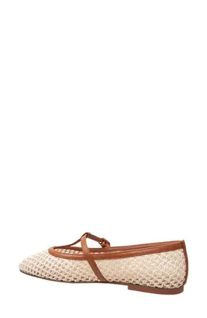 Linea Paolo Monet T-strap Flat - Natural/cognac