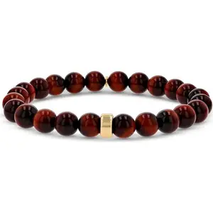 MR LOWE BY SHERYL LOWE Mr Lowe Bead Bracelet With Rondelle - Red Tigers Eye / 14kt Gold