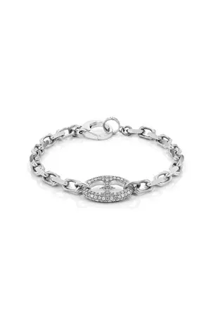 Sheryl Lowe Diamond Puffy Heart Mariner Link Bracelet - Sterling Silver