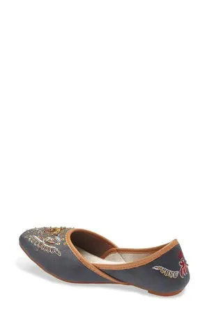 FUCHSIA Eloise Embroidered Flat - Gray