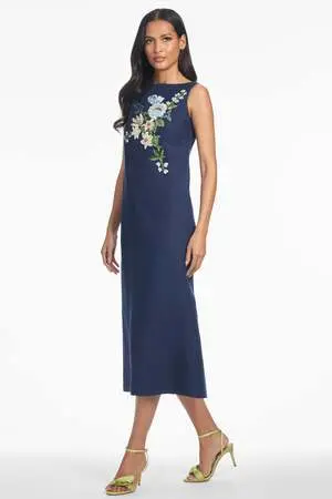 Sachin & Babi Willa Embroidered Linen Midi Dress