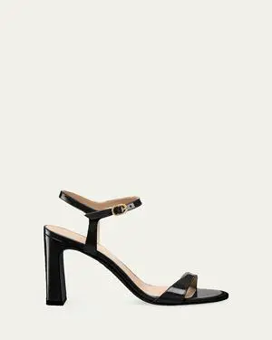 STUART WEITZMAN Babette Patent Leather Ankle-strap Sandals - Black