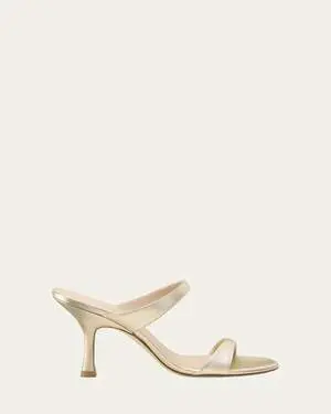 STUART WEITZMAN Nudist Metallic Dual-band Slide Sandals - Gold