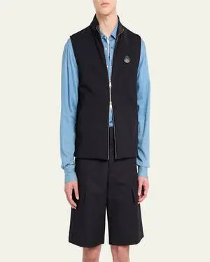 Moncler Full-zip Vest With Leather Emblem