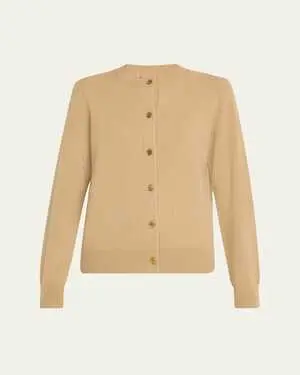 Burberry Cashmere Crewneck Cardigan - Flax