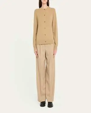 Burberry Cashmere Crewneck Cardigan - Flax