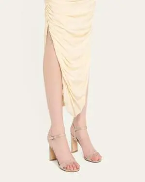 STUART WEITZMAN Babette Metallic Ankle-strap Sandals - Beige