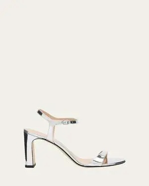 STUART WEITZMAN Babette Metallic Ankle-strap Sandals - Silver
