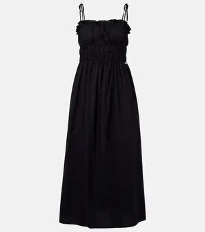 Melissa Odabash Ophelia Smocked Cotton Midi Dress - Black