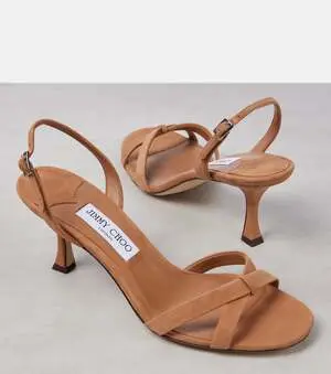 JIMMY CHOO Elsy 70 Suede Sandals - Brown
