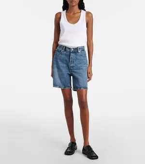 FRAME High-rise Denim Shorts - Blue