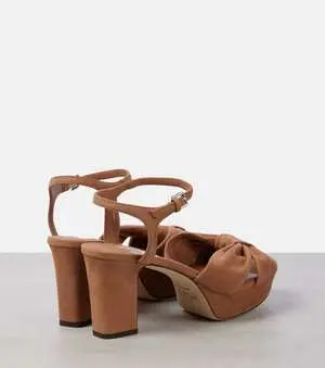JIMMY CHOO Heloise 80 Suede Platform Sandals - Brown