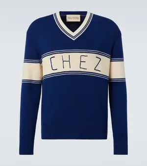 Valentino Garavani Wool And Cotton Sweater - Blue