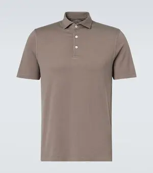 Fedeli Zero Cotton Jersey Polo Shirt - Brown