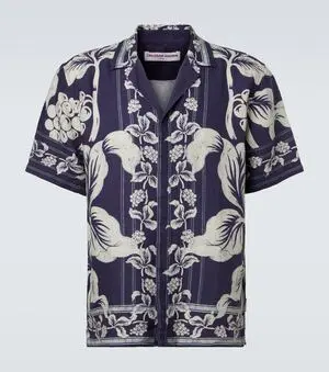 Orlebar Brown Maitan Floral Linen Bowling Shirt - Blue