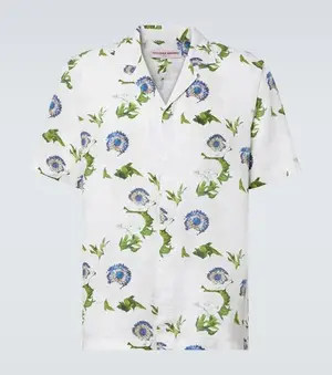 Orlebar Brown Maitan Floral Linen Bowling Shirt