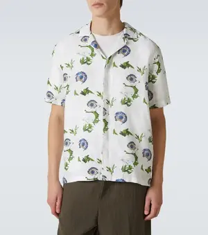 Orlebar Brown Maitan Floral Linen Bowling Shirt