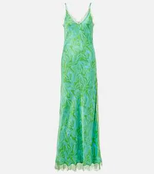 Poupette St Barth Lucia Floral Open-back Slip Dress - Green