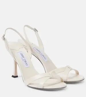 JIMMY CHOO Elsy 90 Leather Sandals White