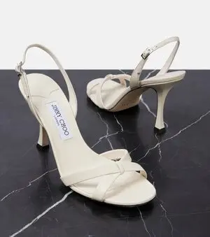 JIMMY CHOO Elsy 90 Leather Sandals - White
