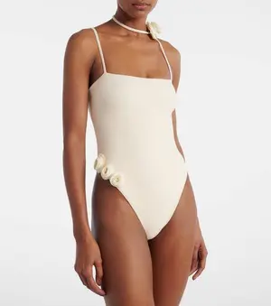 SAME Rose Choker Asymmetrical One-piece Swimsuit
