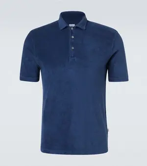 Fedeli Mondial Cotton Terry Polo Shirt - Blue