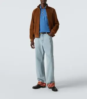 Valentino Garavani Ribbed-knit Cotton Polo Sweater - Blue