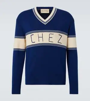 Valentino Garavani Wool And Cotton V-neck Sweater