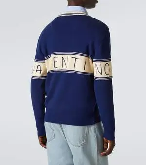 Valentino Garavani Wool And Cotton V-neck Sweater