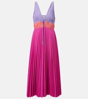 Simkhai Stephanie Pleated Poplin Midi Dress - Multicoloured