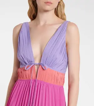 Simkhai Stephanie Pleated Poplin Midi Dress - Multicoloured